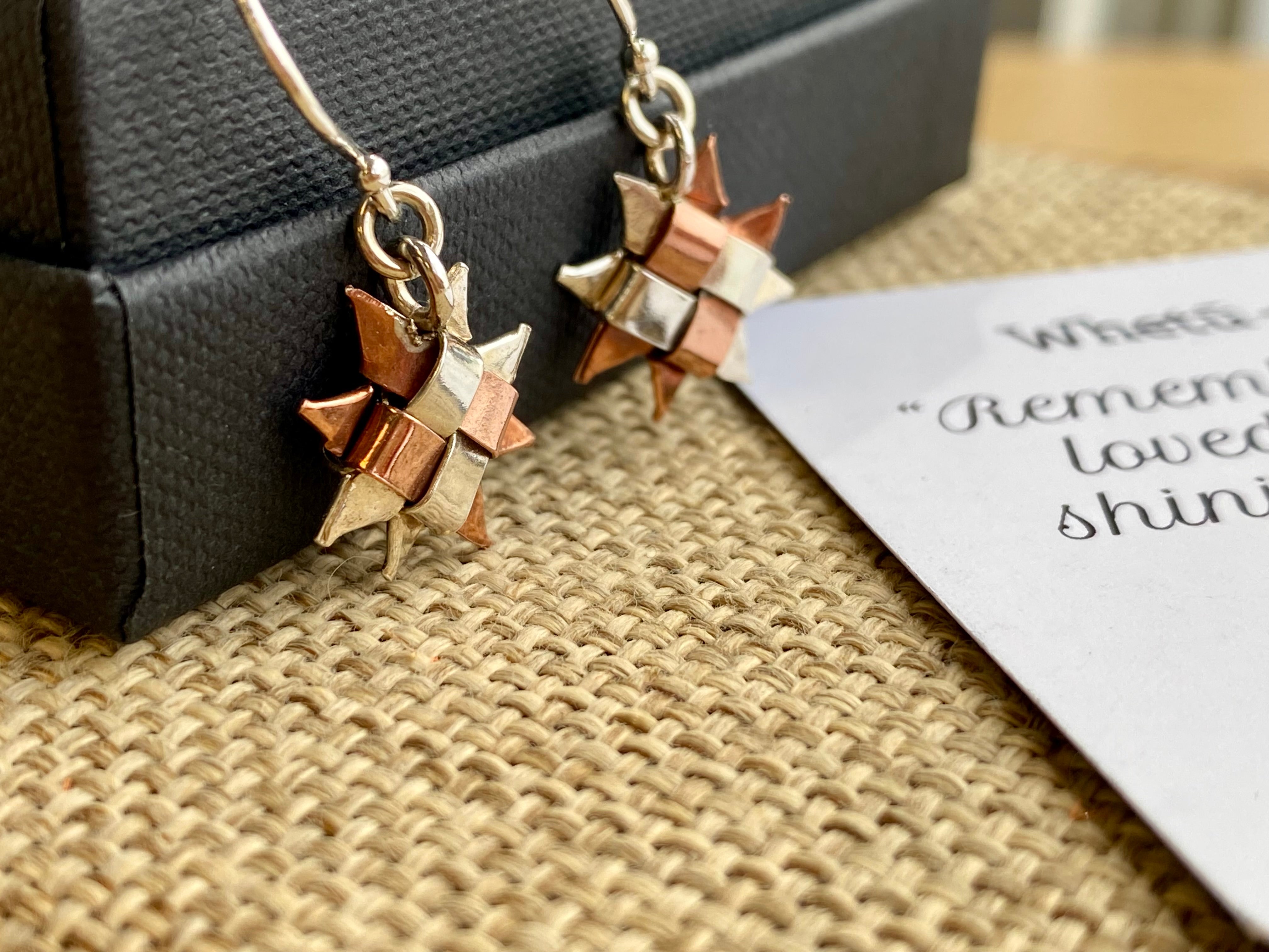 Woven Whetu Star Earrings - silver and copper – HAPA